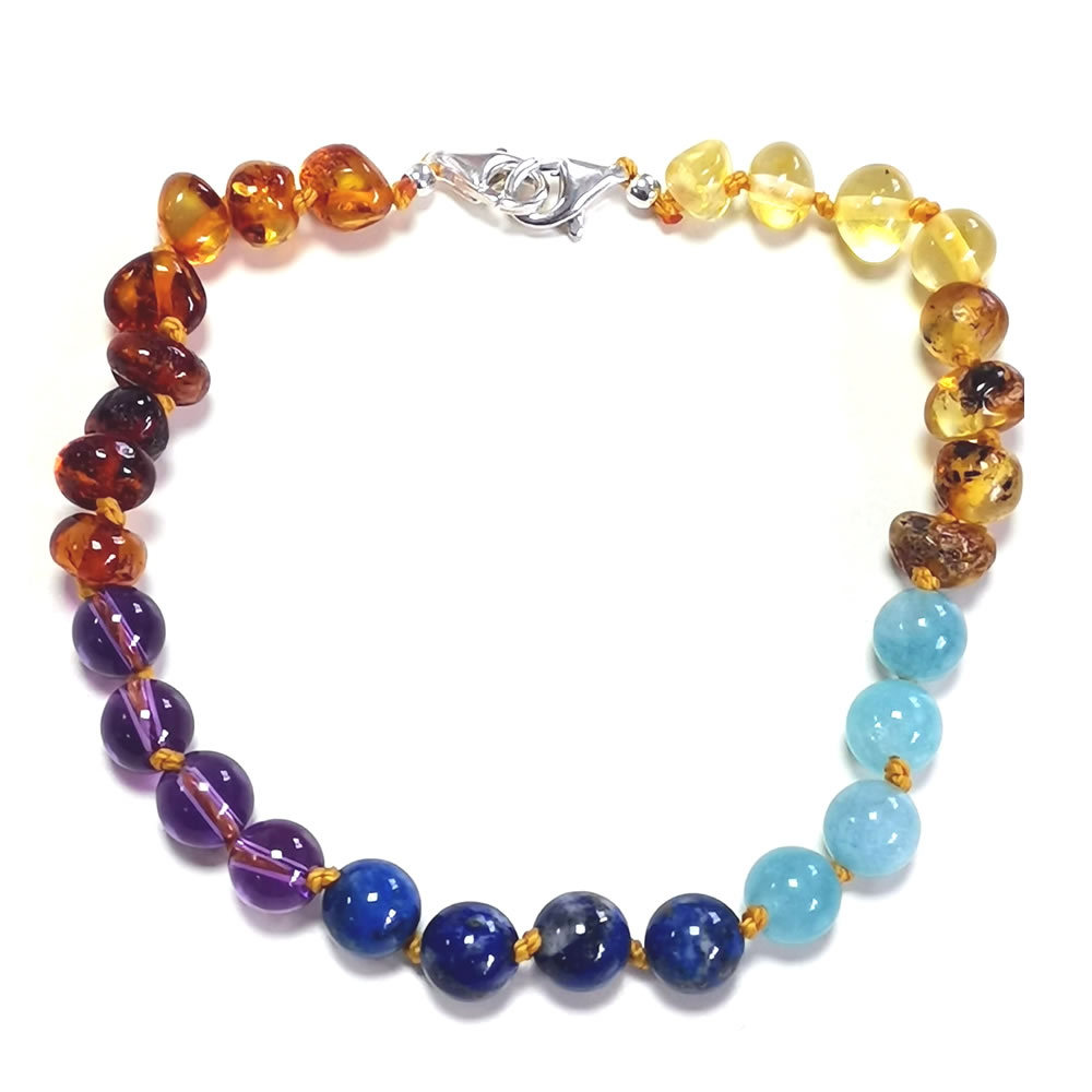 Baroque Amber Adjustable Bracelet - Baltic Rainbow
