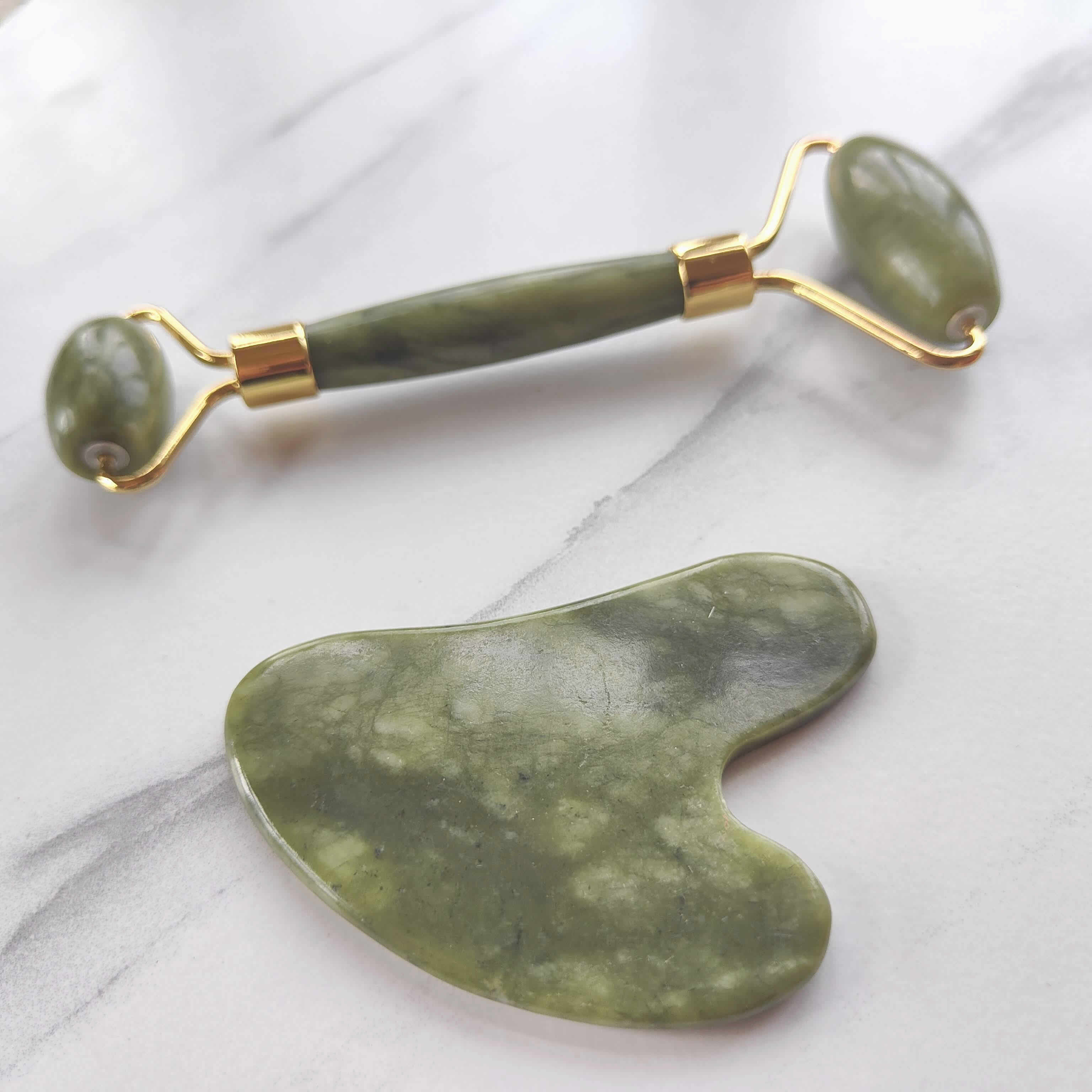 2 piece set - Jade Roller and Gua Sha Gift set - Jade Face Roller ...